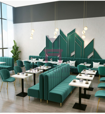 Wood frame Green Velvet 0.7cbm Upholstered Booth Seating