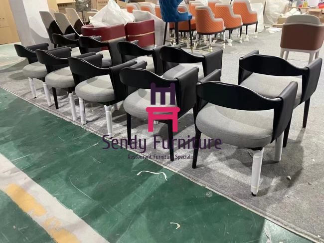 Leather Upholstered Suspending Back Dining Chair with Armrests